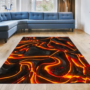 Floor is Hot Lava, Home Decor Volcano Floor Rug, Hot Lava Rug, Lava ...