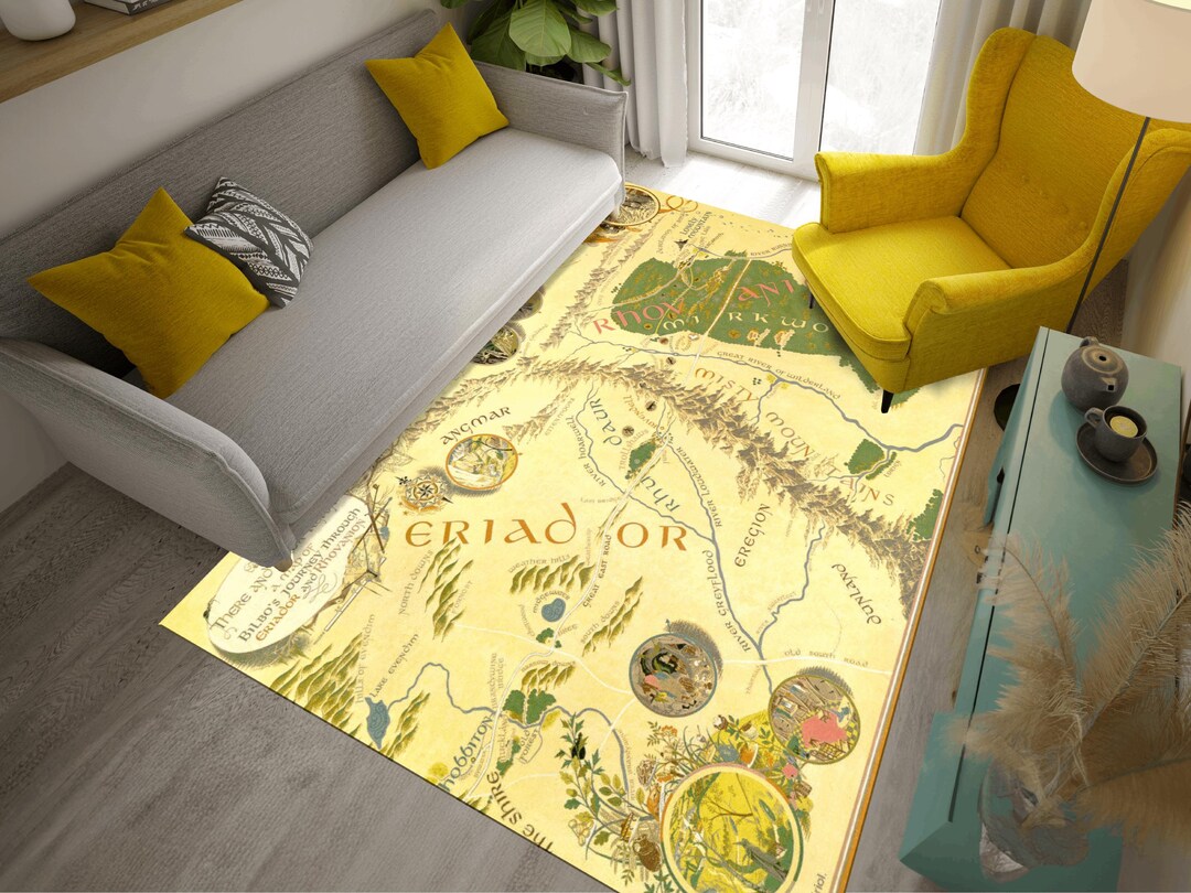 Middle Earth Map Rug: Lord of the Rings Fantasy Carpet - Etsy