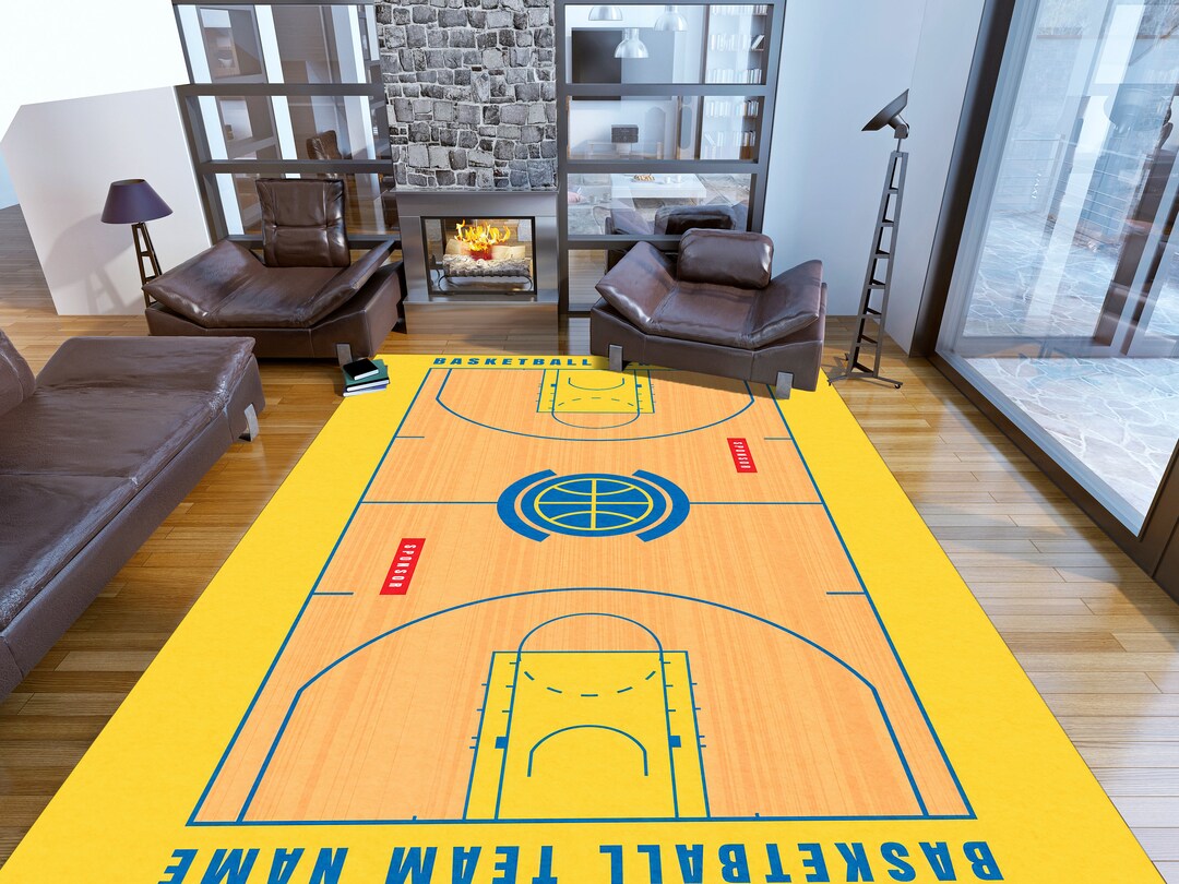 Basketball Court Rug, Basketball Sport Kids Room Area Rug, Basketball ...
