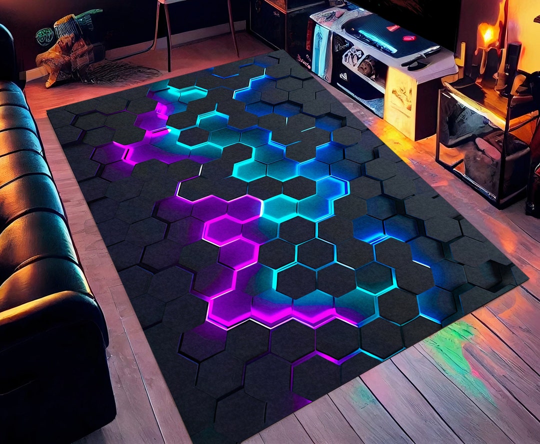 Gaming Room Rug, Neon Game Decor Gamer Rug, Gift for Gamer, E-sport Rug ...