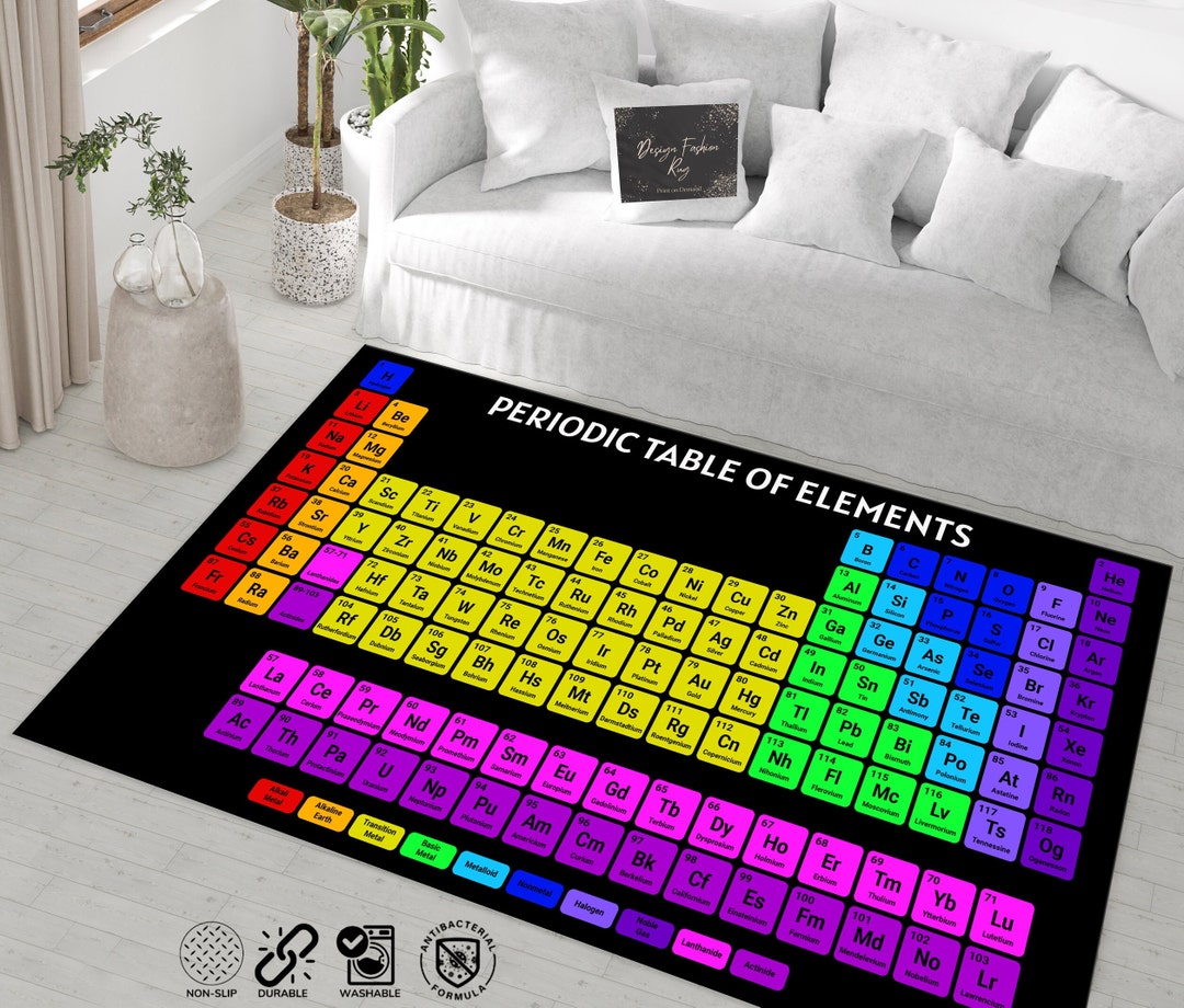 Periodic Table of Elements Area Rug, Kids Room Rug, Personalized ...