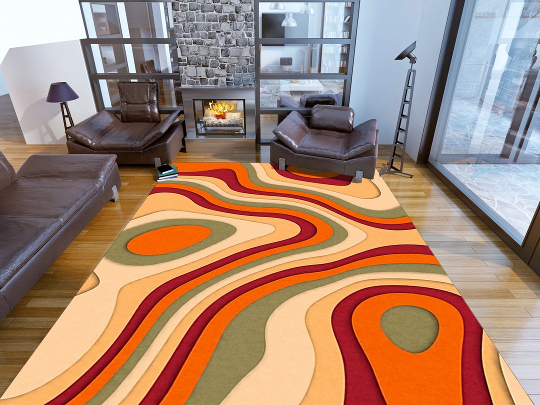 Psychedelic 70s Rug, Groovy Psychedelic, Retro Swirl Rug, Groovy Funky ...