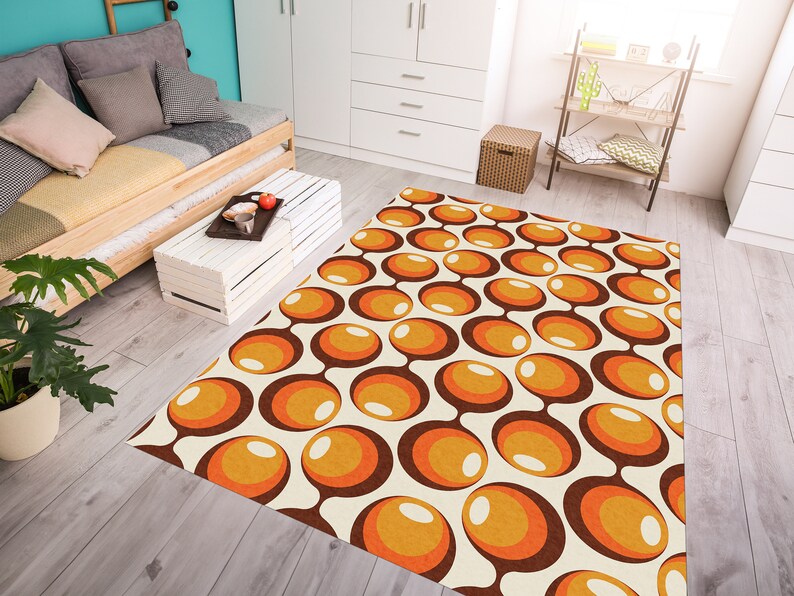 Retro Rug Groovy Funky Rug Retro Area Rug 70s Brown Retro - Etsy