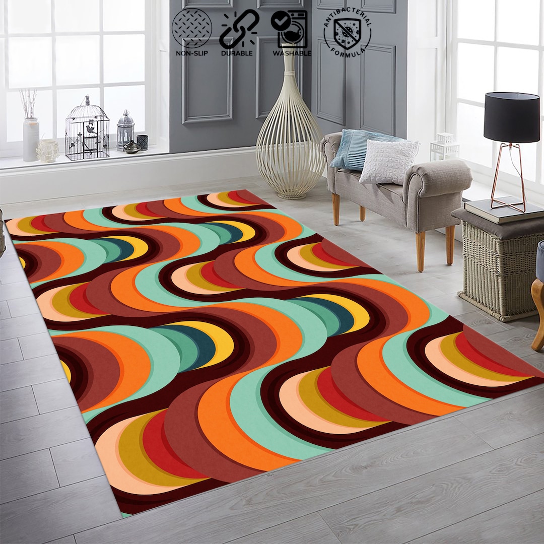 Retro Rug, Groovy Funky Rug, Retro Area Rug, Retro Style Rugs, Groovy ...
