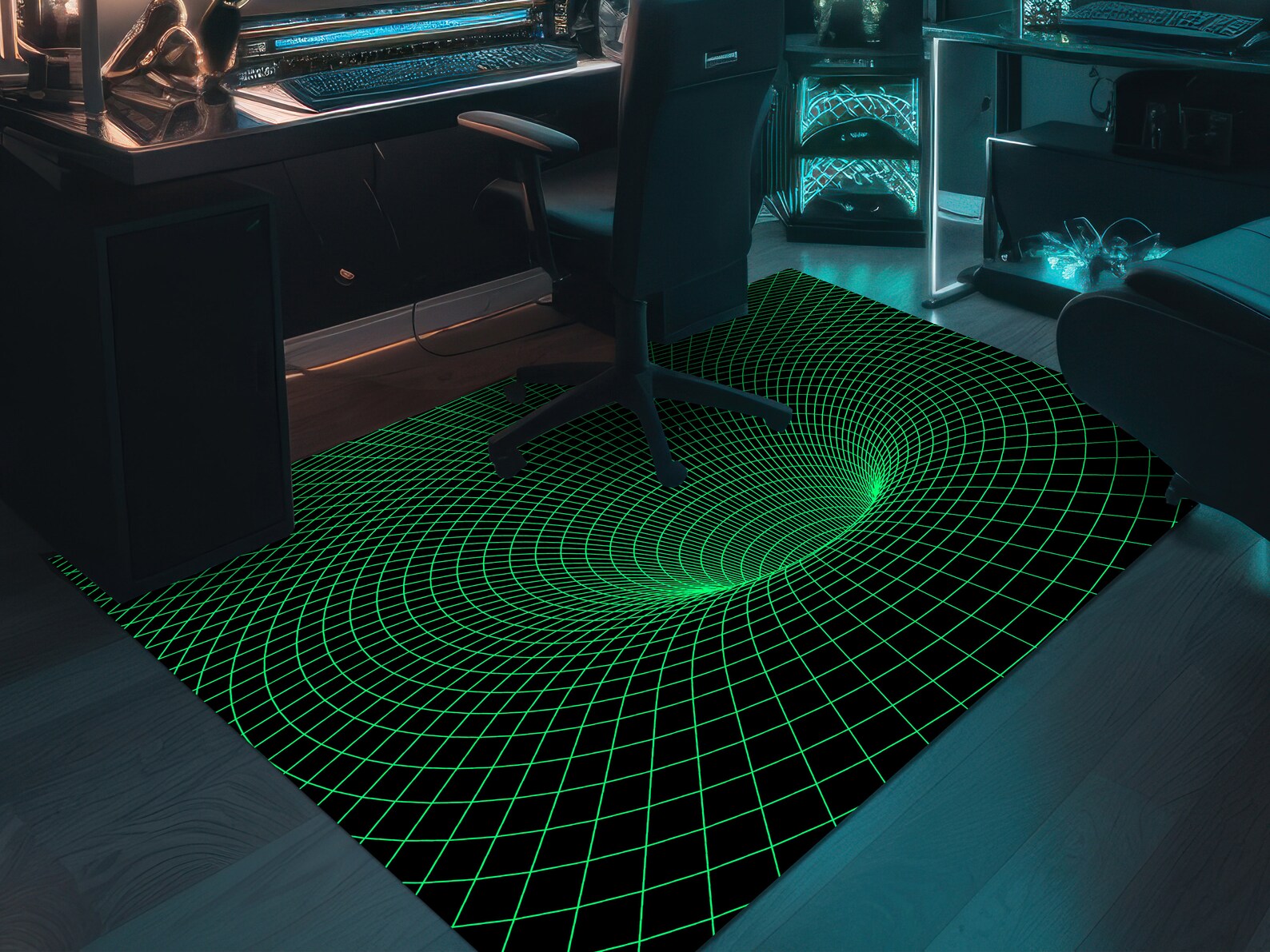 RUG, NEON VORTEX Illusıon Rug, Living Room,home Decor, Green Area ...