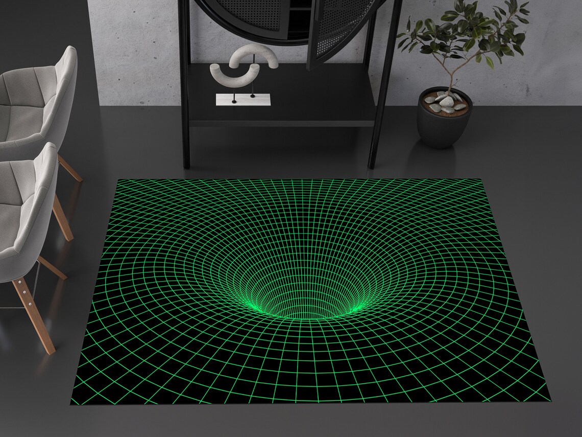 RUG, NEON VORTEX Illusıon Rug, Living Room,home Decor, Green Area ...