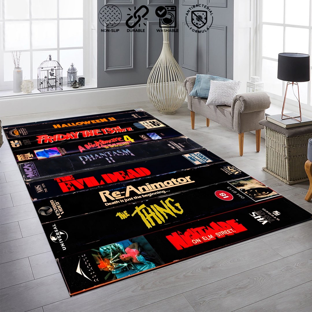Horror Movie Rug, Retro Horror Movie, Horror Characters Rug, Non Slip ...
