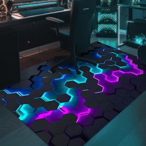 Gaming Room Rug, Neon Game Decor Gamer Rug, Gift for Gamer, E-sport Rug ...