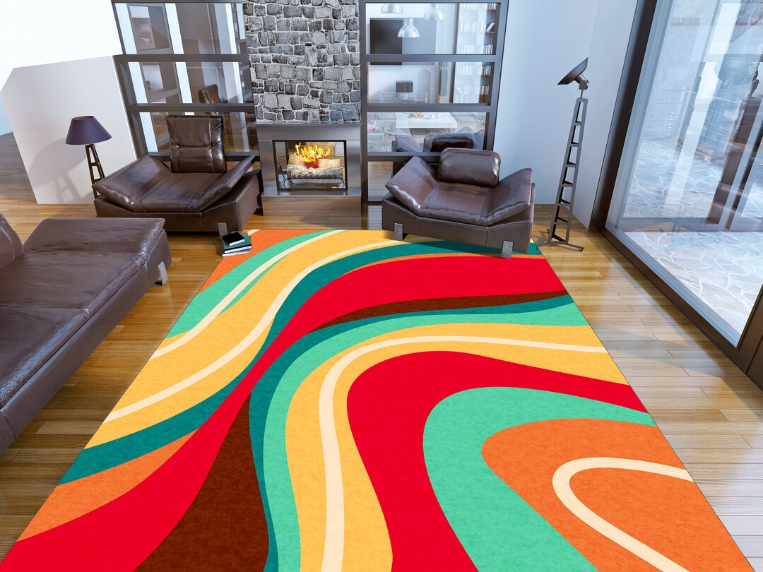Retro Rug, Groovy Funky Rug, Groovy Psychedelic Rug, 70s Rug, Rug for ...