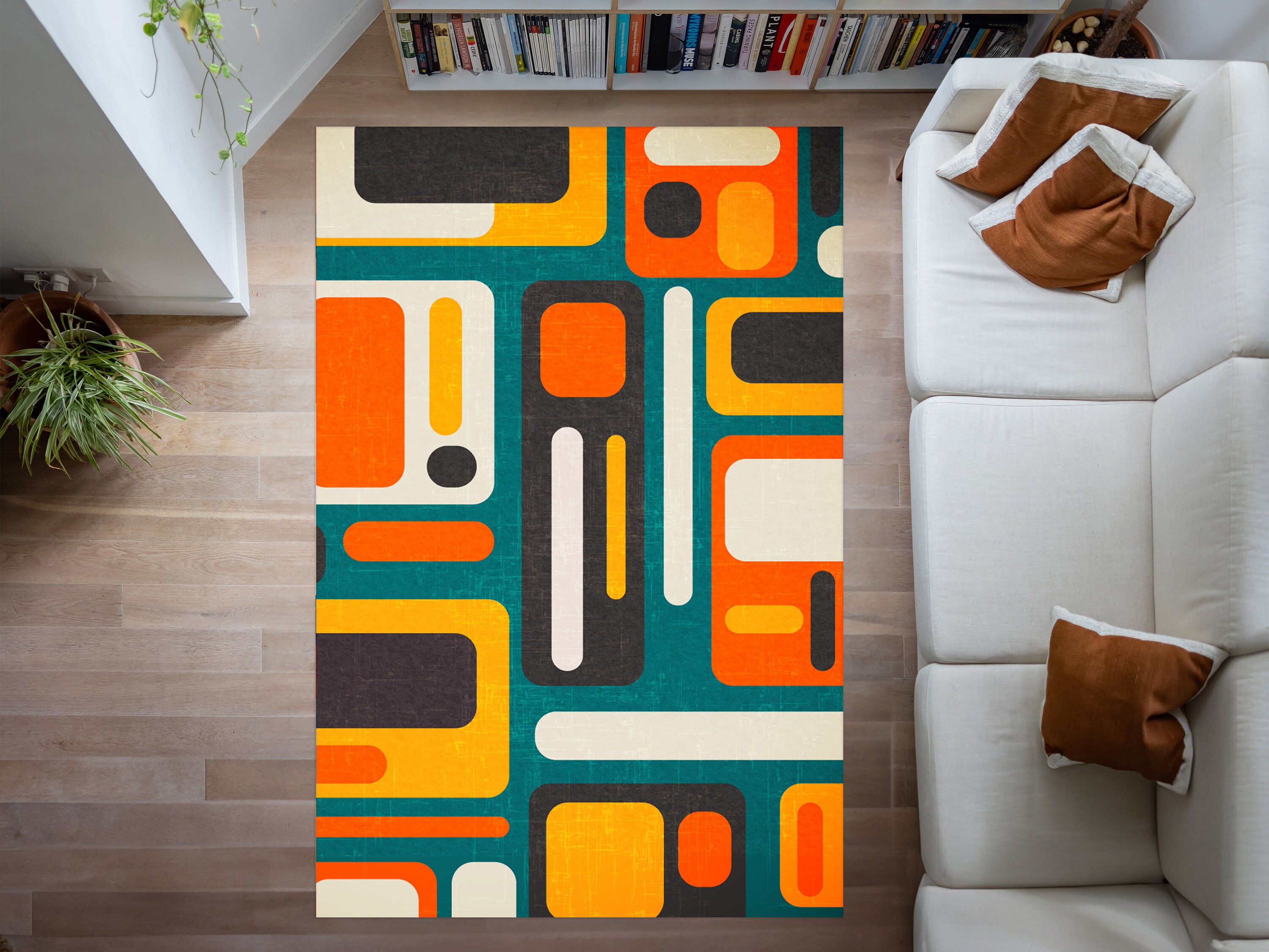 Retro Rug, Groovy Funky Rug, Retro Area Rug, 70s Brown Retro Rug ...