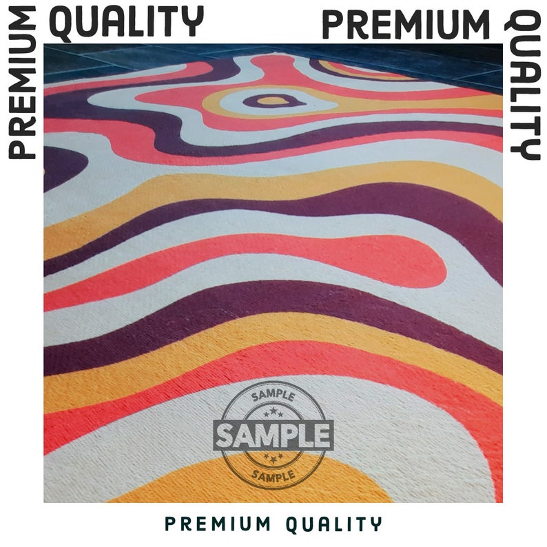 Retro Rug Groovy Funky Rug Retro Area Rug 70s Brown Retro - Etsy