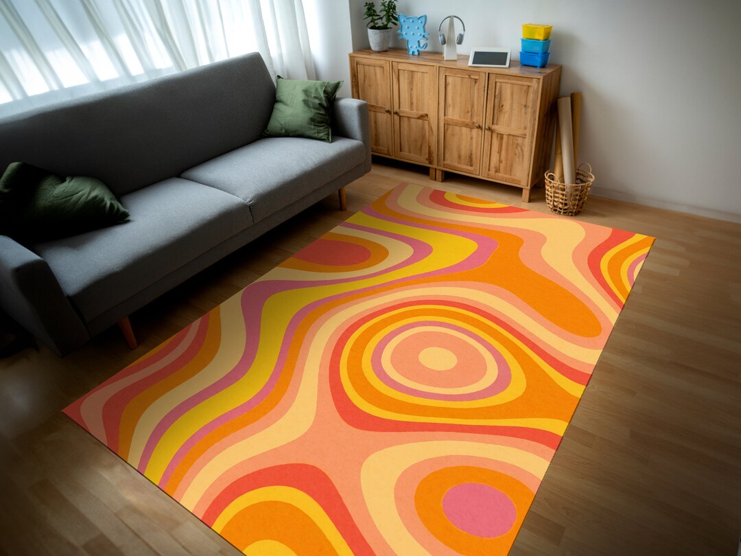Psychedelic 70s Rug, Groovy Psychedelic, Retro Swirl Rug, Groovy Funky ...