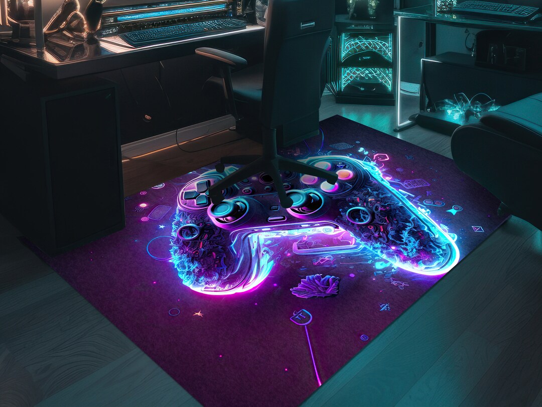 Gaming Room Rug, Joystick Rug, Gamer Rug, Game Controller, Neon Game ...