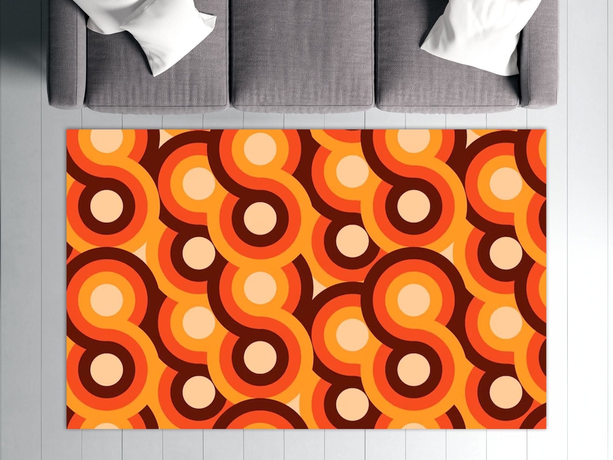 Retro Rug, Groovy Funky Rug, Retro Area Rug, 70s Brown Retro Rug ...