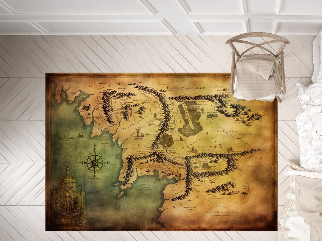 Middle Earth Antique Map Rugs, Map Rug, Lord of the Rings Movie Map ...