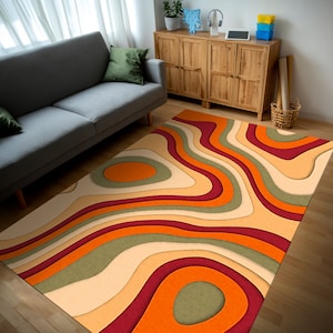 Psychedelic 70s Rug, Groovy Psychedelic, Retro Swirl Rug, Groovy Funky ...