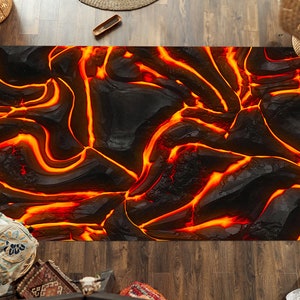 Floor is Hot Lava, Home Decor Volcano Floor Rug, Hot Lava Rug, Lava ...