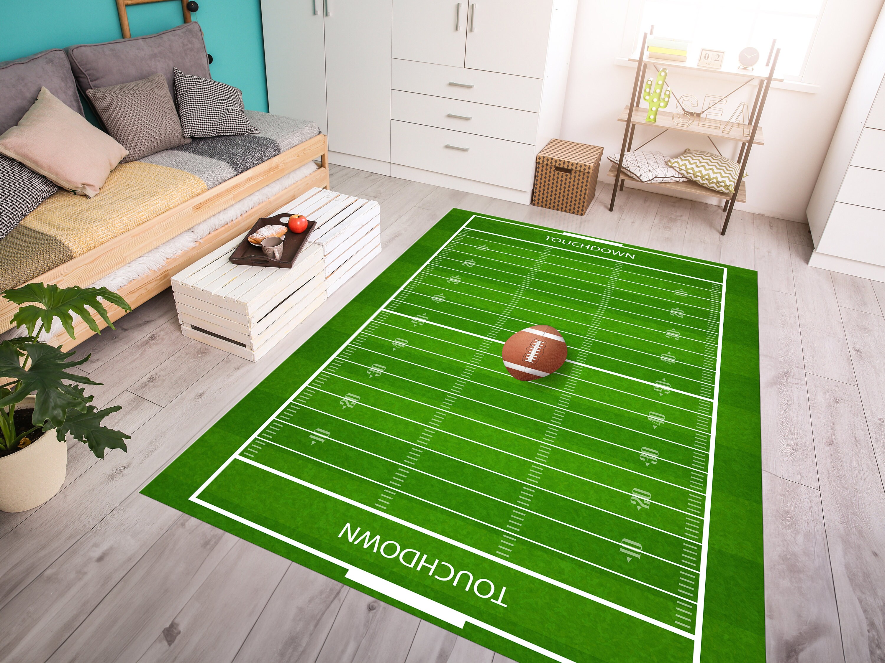 American Football Field Rug, Football Court, Kids Room Rug ...