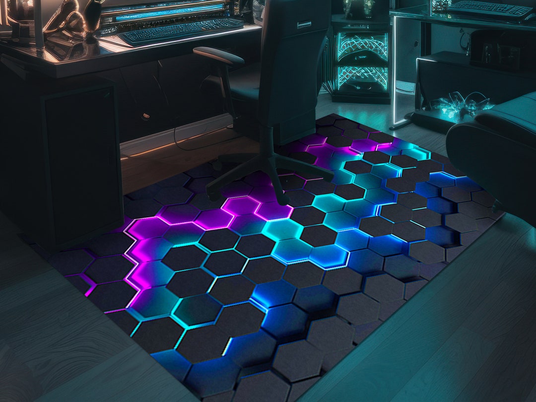 GAMİNG ROOM RUG, Neon Game Rug, Gaming Rug, Gift for Gamer, Gift for ...