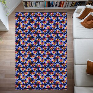 Retro Rug, Groovy Funky Rug, Retro Area Rug, 70s Purple Retro Rug ...