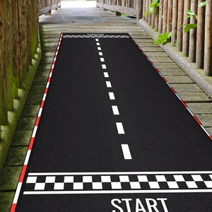 RACE TRACK RUG, Start Line Runner Rug, Racing Car Living Room Rug, Game ...