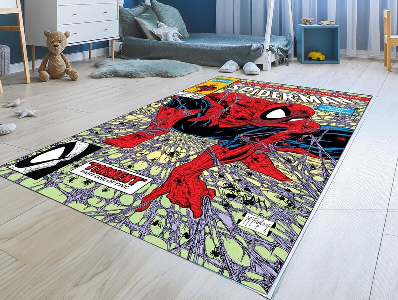 Spiderman Comic Book Rug: Superheroes Kids Room Decor - Etsy