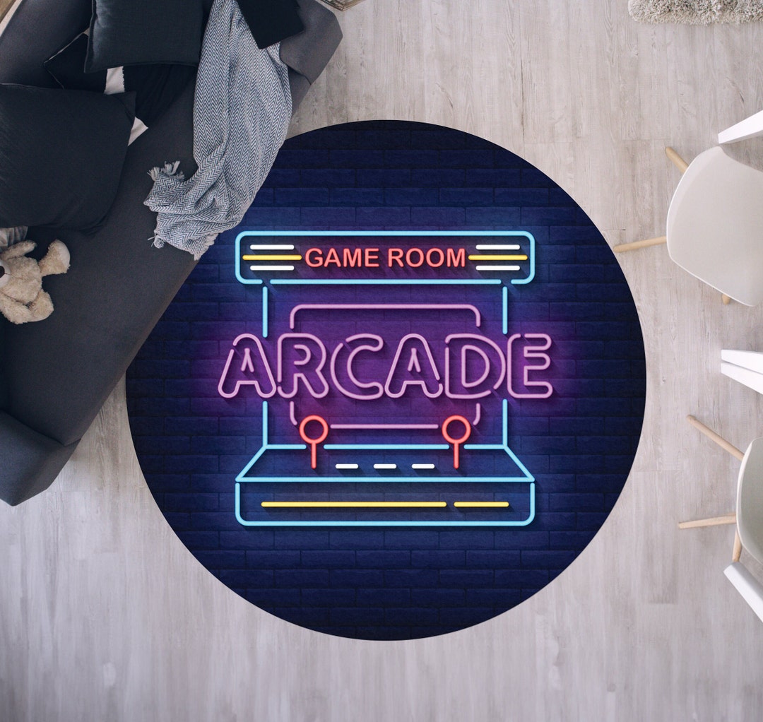 Arcade Game Rug, Arcade Zone, Neon Game Rug, Gift for Gamer, Neon Look ...