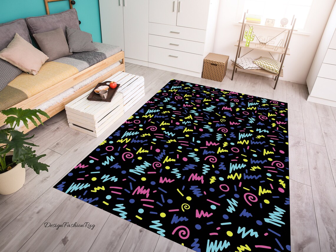 80s Arcade Rug: Retro Game Room Carpet - Etsy