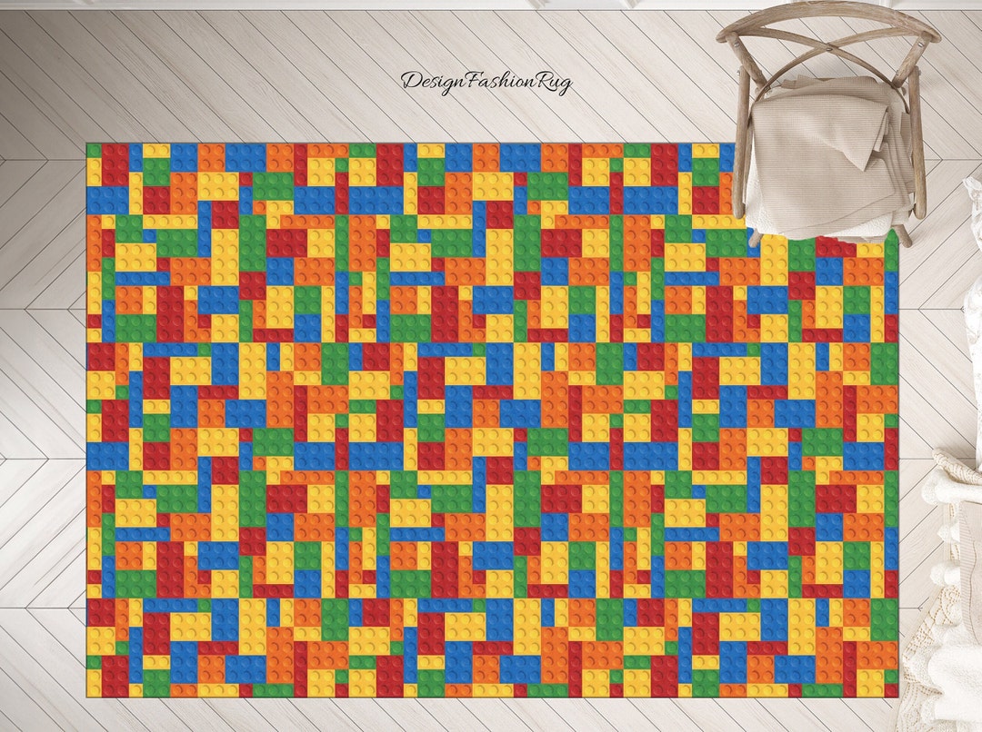 Kids Rug, Nursery Rug, Colorful Building Bricks Designed Rug, Playroom ...
