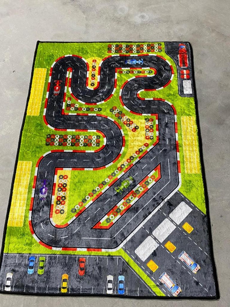 Race Track, Racing Car Rug, Playground Ultra Soft Nursery Baby ...