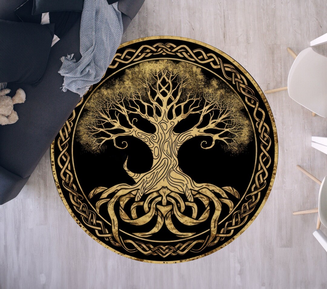 Tree of Life Rug, Black and White Tree Rug, Tree of Life Decor, Tree of ...