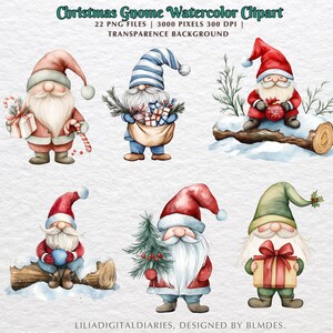 Christmas Gnome Watercolor Clipart: Festive DIY Art (digital Download ...