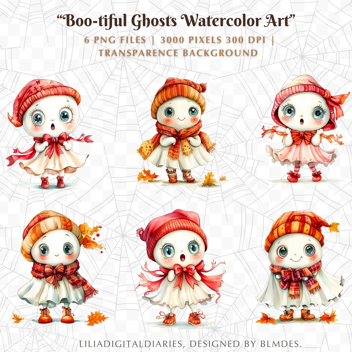 Boo-tiful Ghost Watercolor Clipart | Spooky Cute Ghost Digital Art ...
