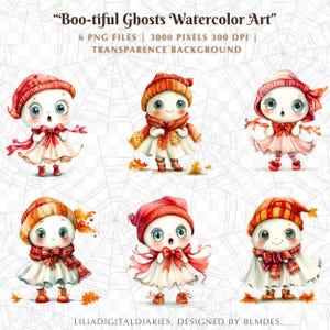 Boo-tiful Ghost Watercolor Clipart | Spooky Cute Ghost Digital Art ...