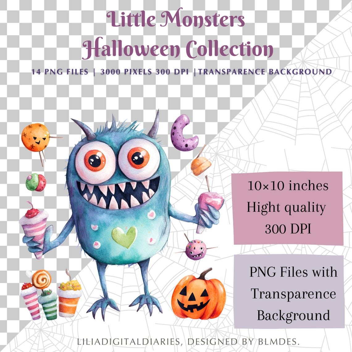 Little Monsters, Halloween Clip, Watercolor Art, Monster Clip, Instant ...