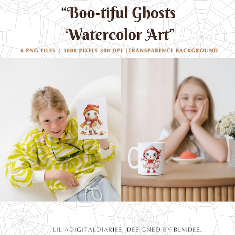 Boo Tiful Ghost Watercolor Clipart Spooky Cute Ghost Digital Art