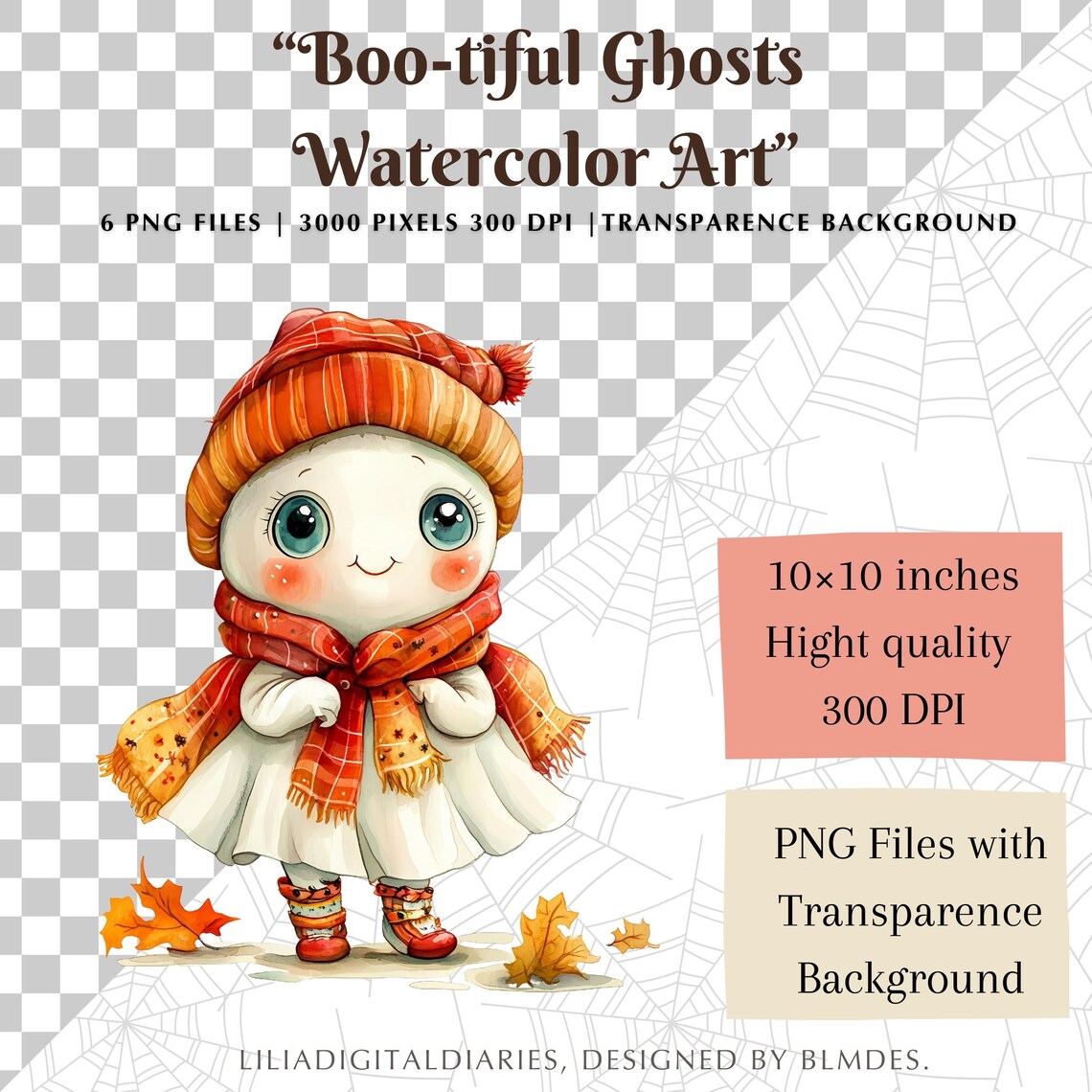 Boo-tiful Ghost Watercolor Clipart Spooky Cute Ghost Digital Art ...