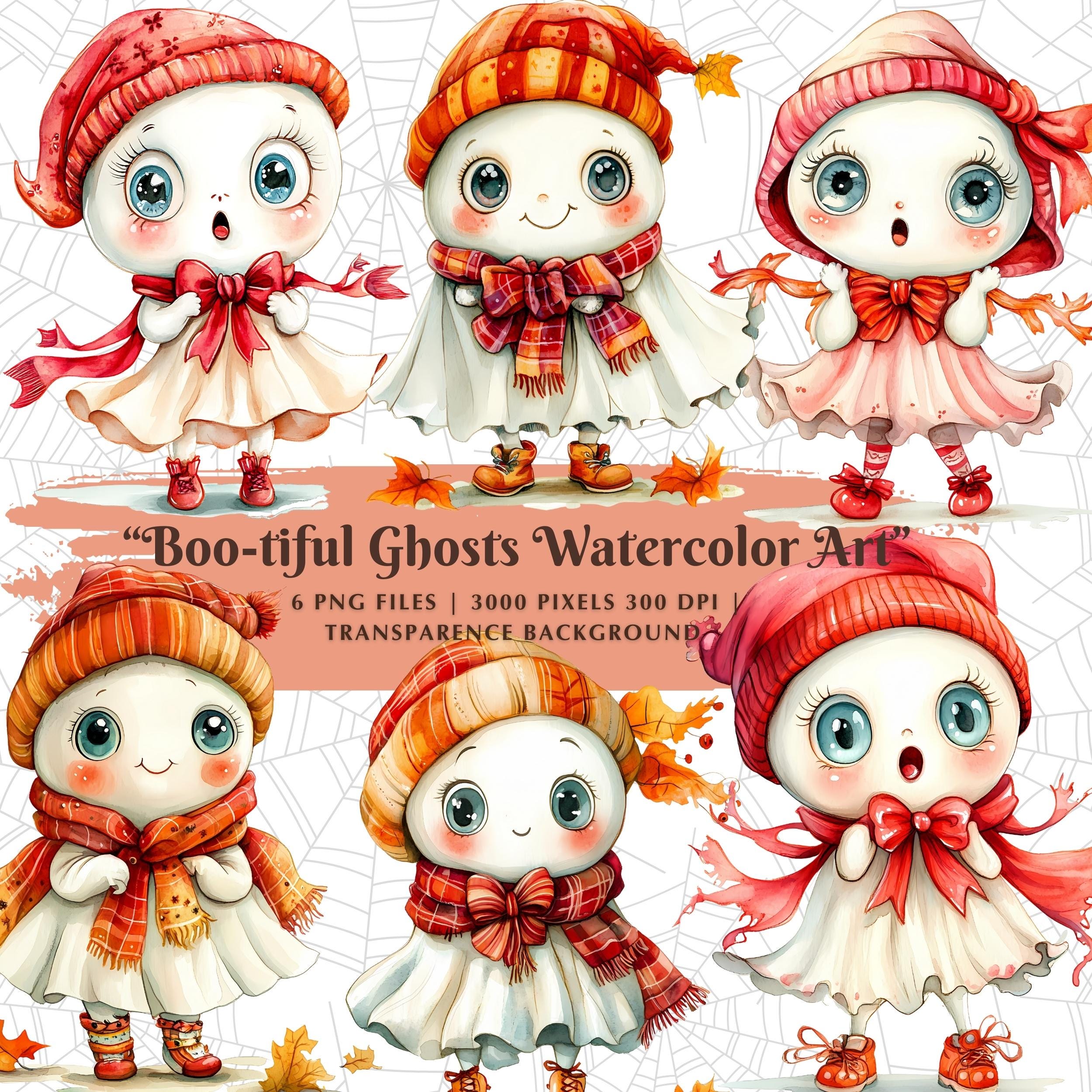 Boo-tiful Ghost Watercolor Clipart Spooky Cute Ghost Digital Art ...