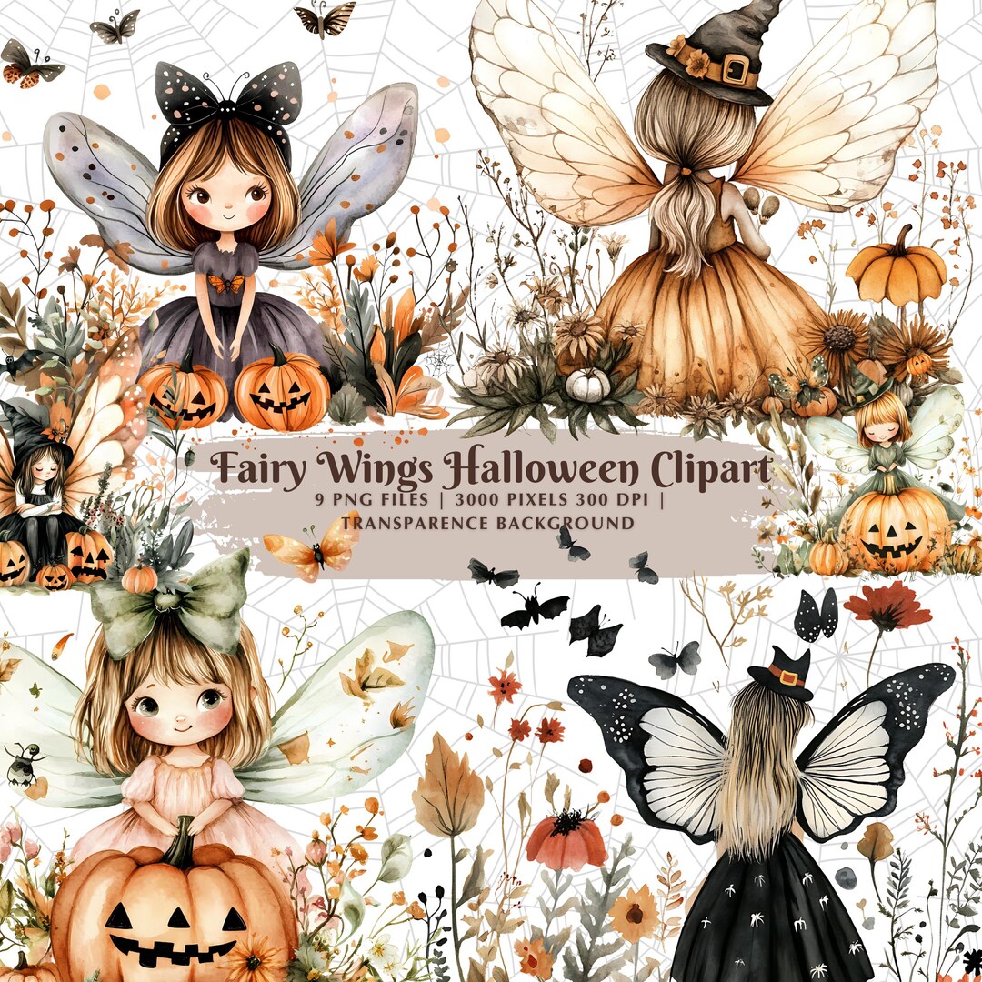 Fairy Wings Halloween Clipart: PNG Graphics (instant Download) - Etsy