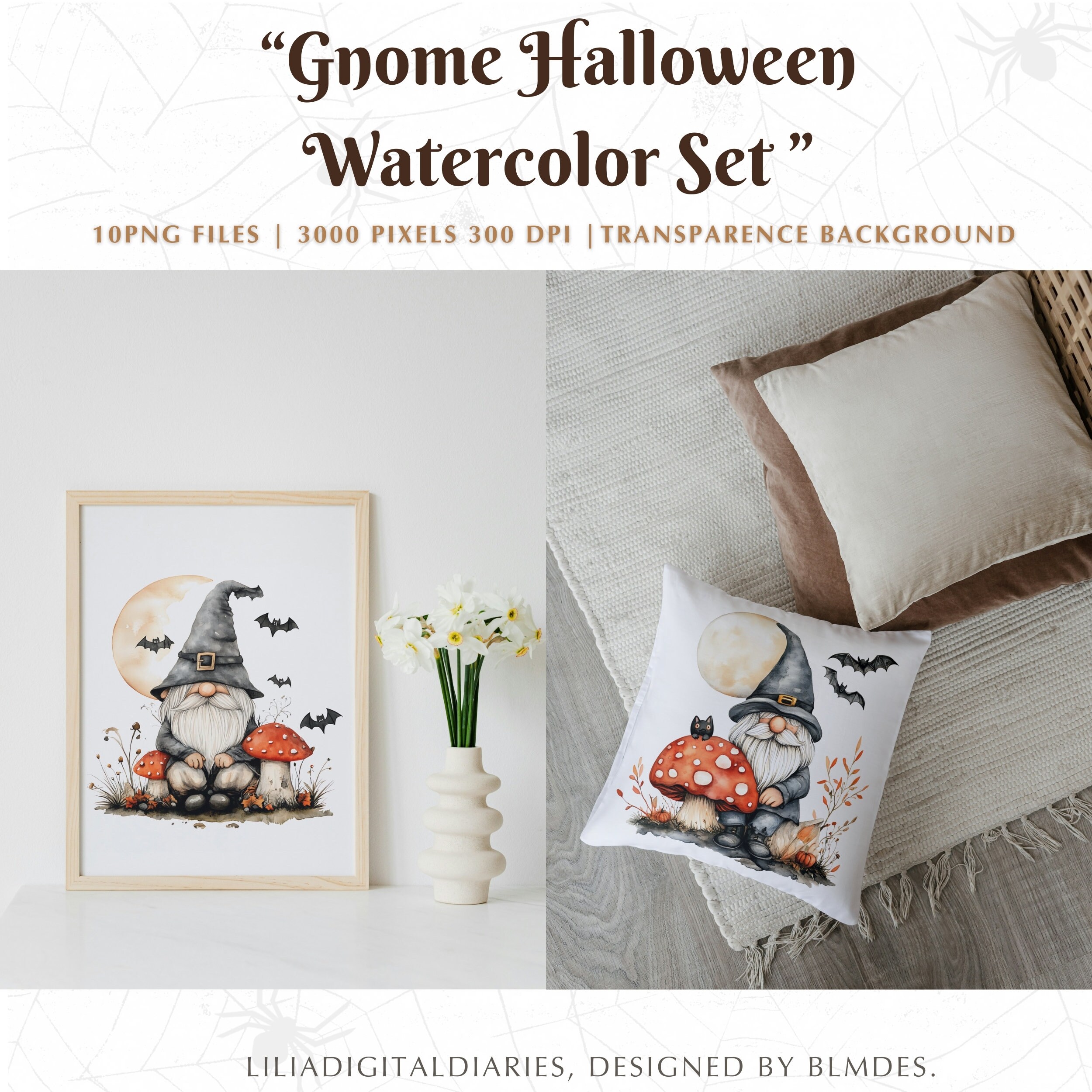 Watercolor Gnome Halloween Clipart Set, Instant Download Cute Gnomes ...