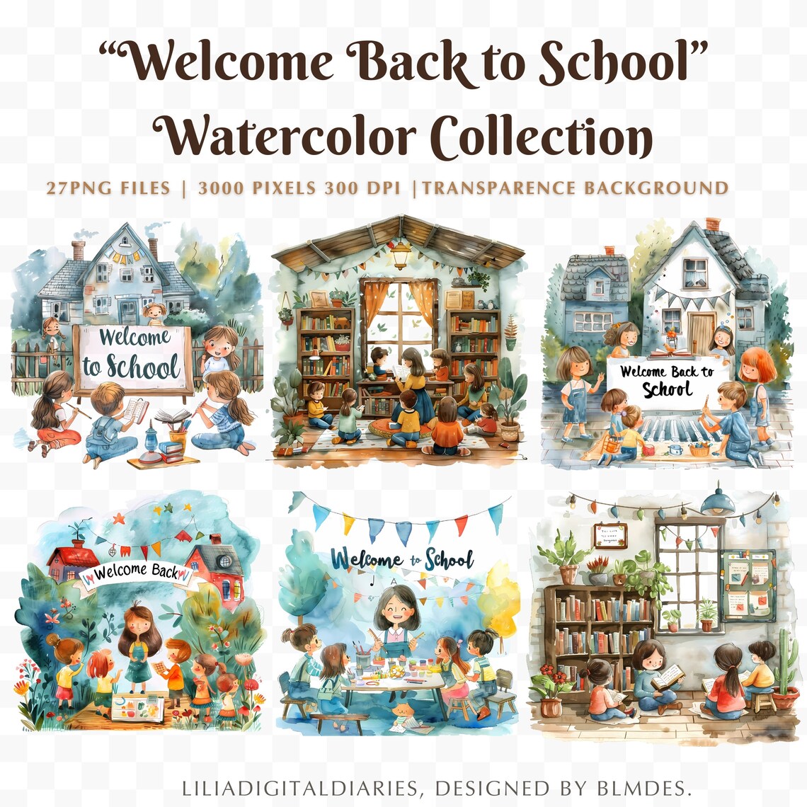 Watercolor Back to School Clipart: Classroom Decor (digital Download ...