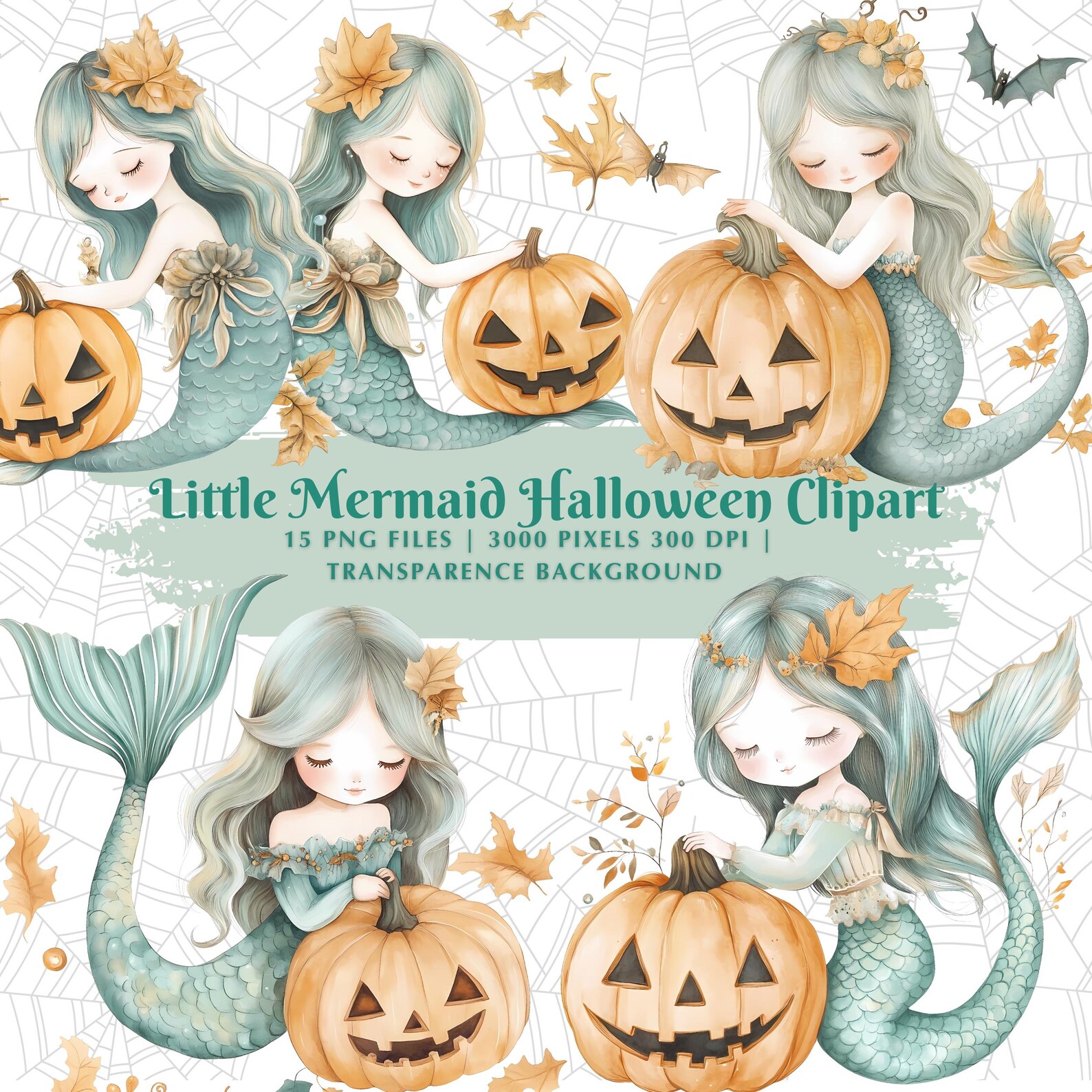Little Mermaid Halloween Clipart,mermaid Clipart, Halloween Clipart ...