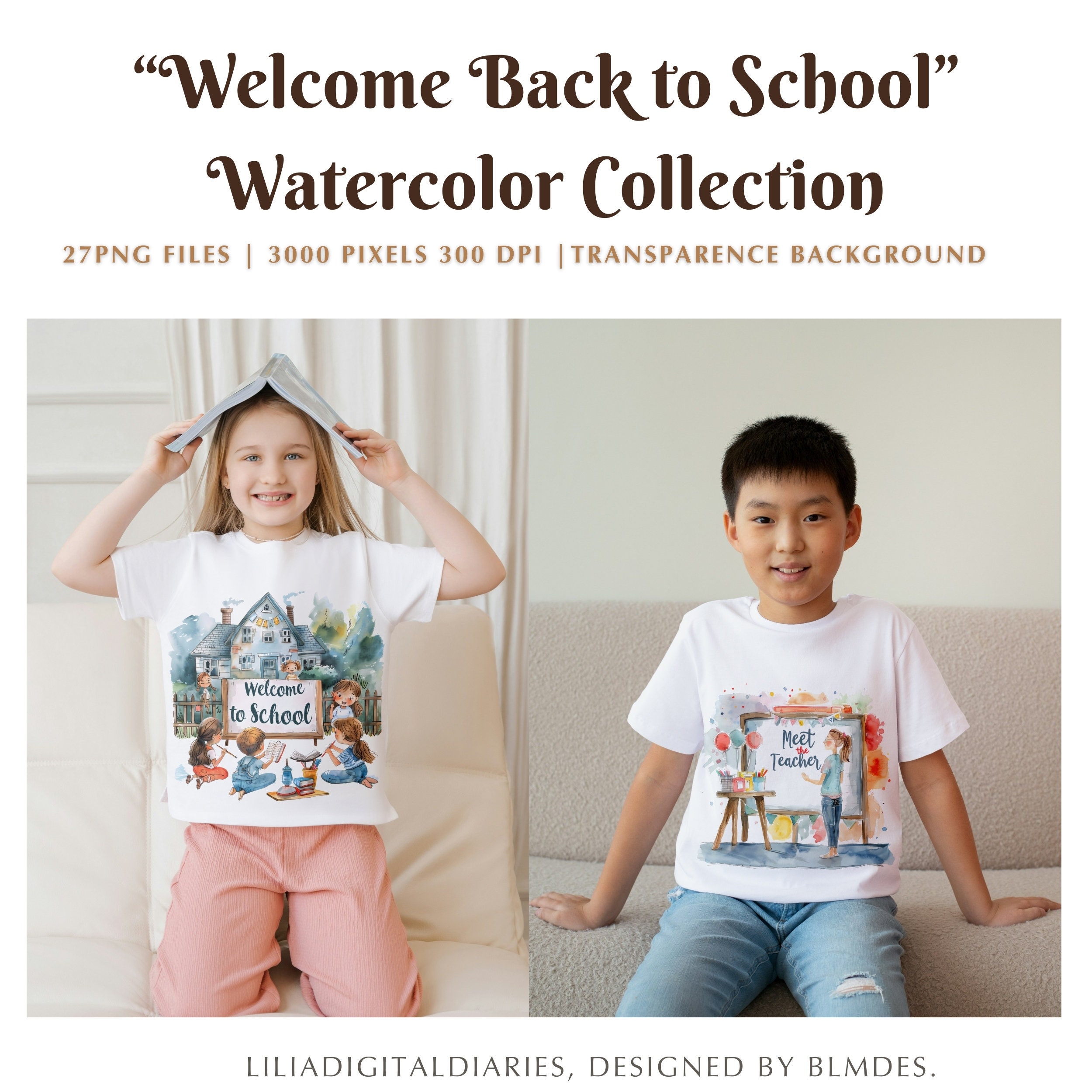 Watercolor Back to School Clipart: Classroom Decor (digital Download ...