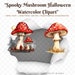 Spooky Mushroom Halloween Watercolor Clipart Instant Download Halloween ...