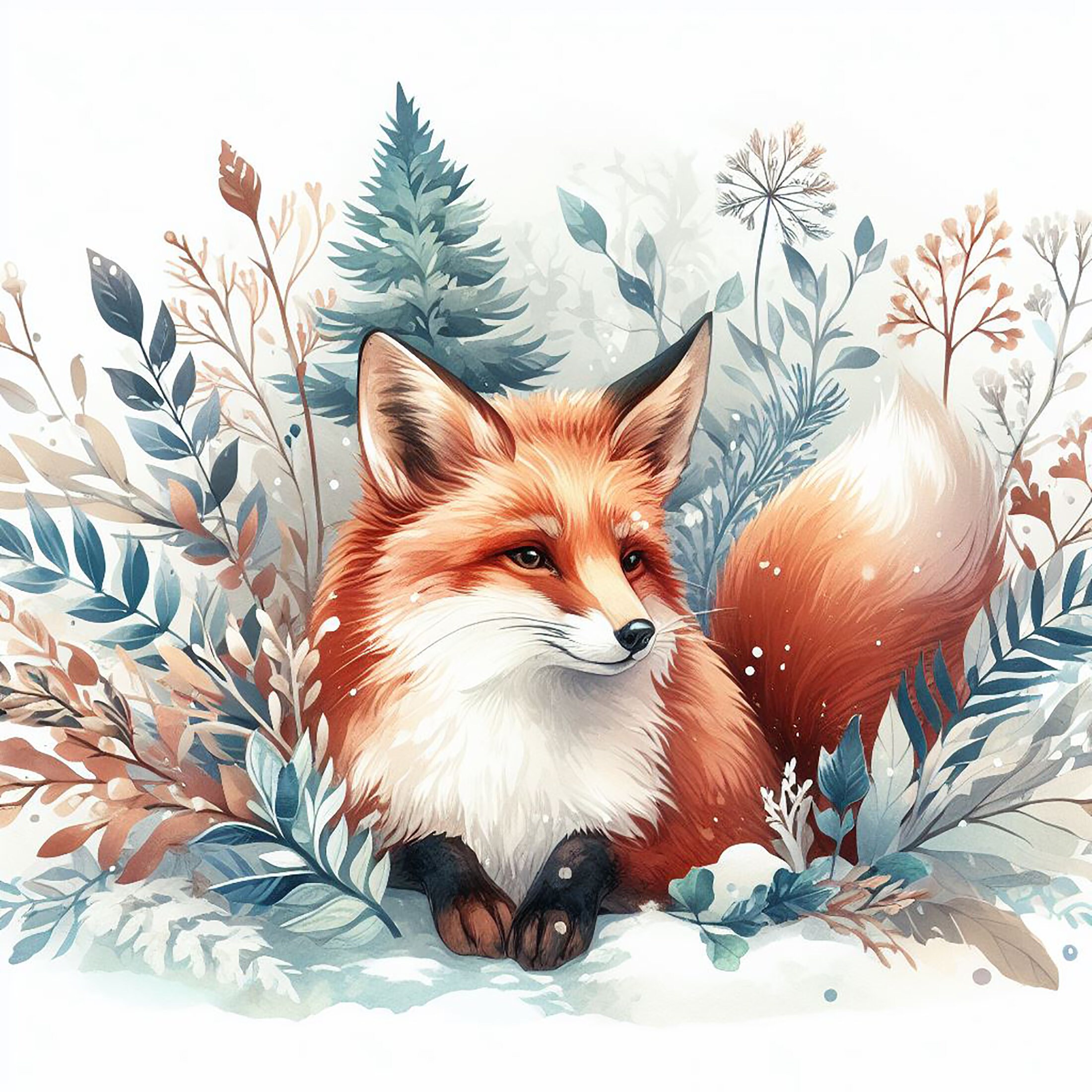 22 PNG Clipart Images Winter Woodland Watercolor Animals Clipart ...