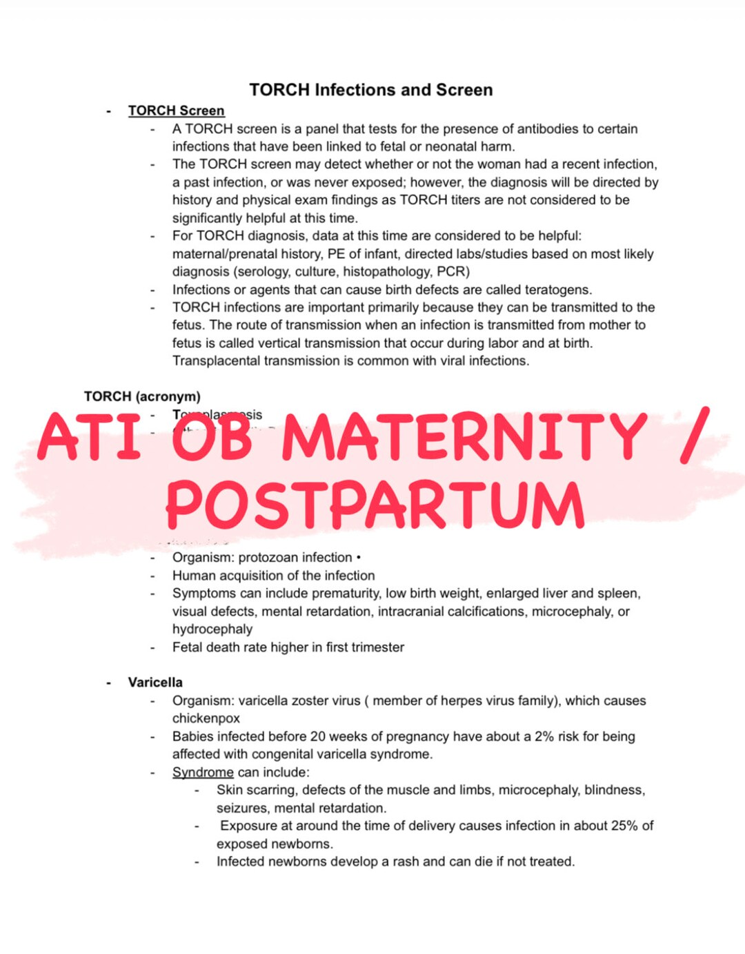 ATI OB Maternity Postpartum 57 Page Study Guide - Etsy