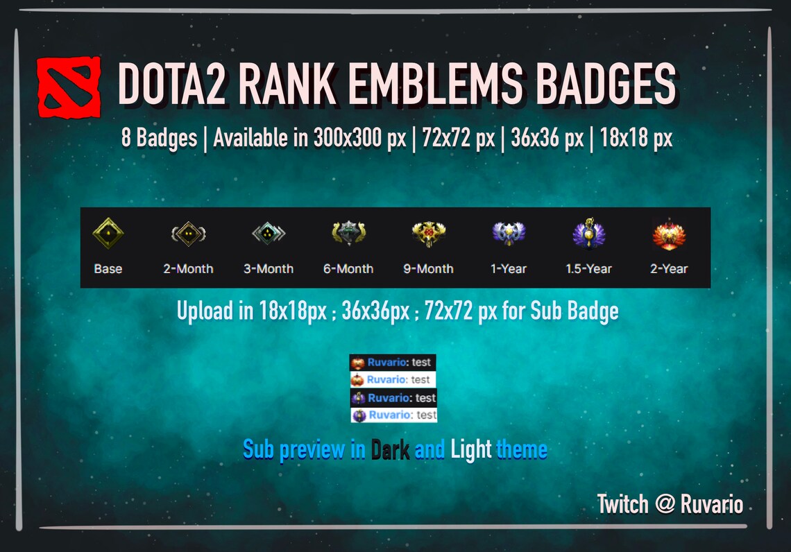 Dota 2 Rank Emblems Sub Badges for Twitch/youtube/discord - Etsy