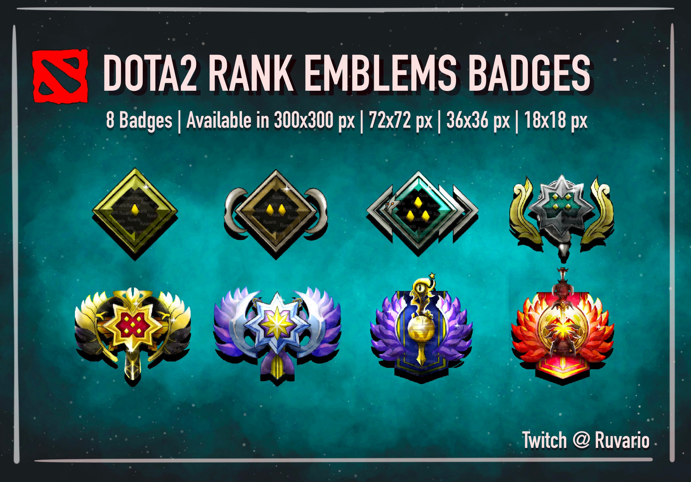 Dota 2 Rank Emblems Sub Badges for Twitch/youtube/discord - Etsy