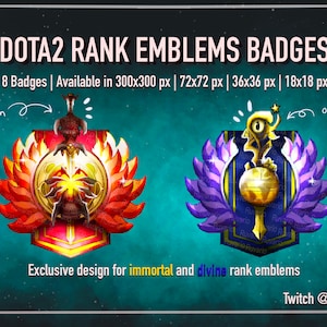 Dota 2 Rank Emblems Sub Badges for Twitch/youtube/discord - Etsy