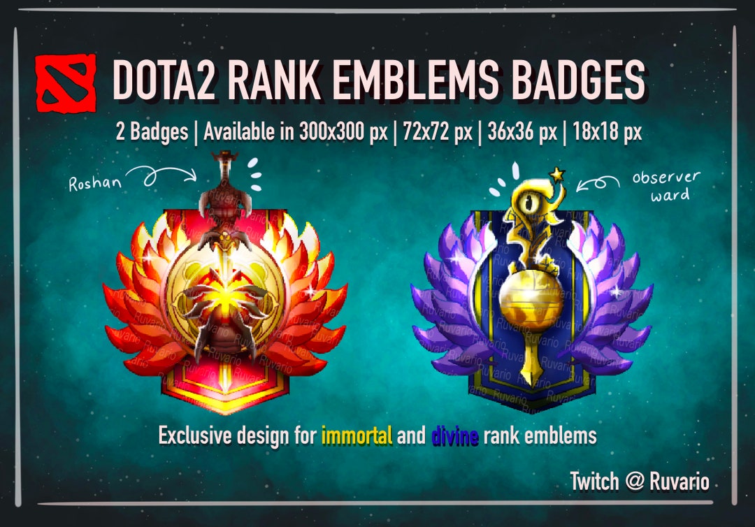 Dota 2 Rank Emblems Sub Badges for Twitch/youtube/discord (ONLY ...
